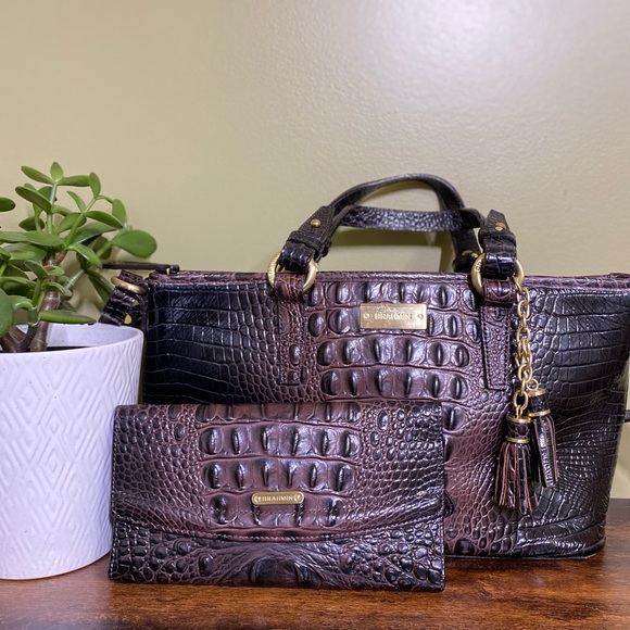 Brahmin | Bags | Brahmin Setmini Asher Satchel Checkbook Wallet | Poshmark